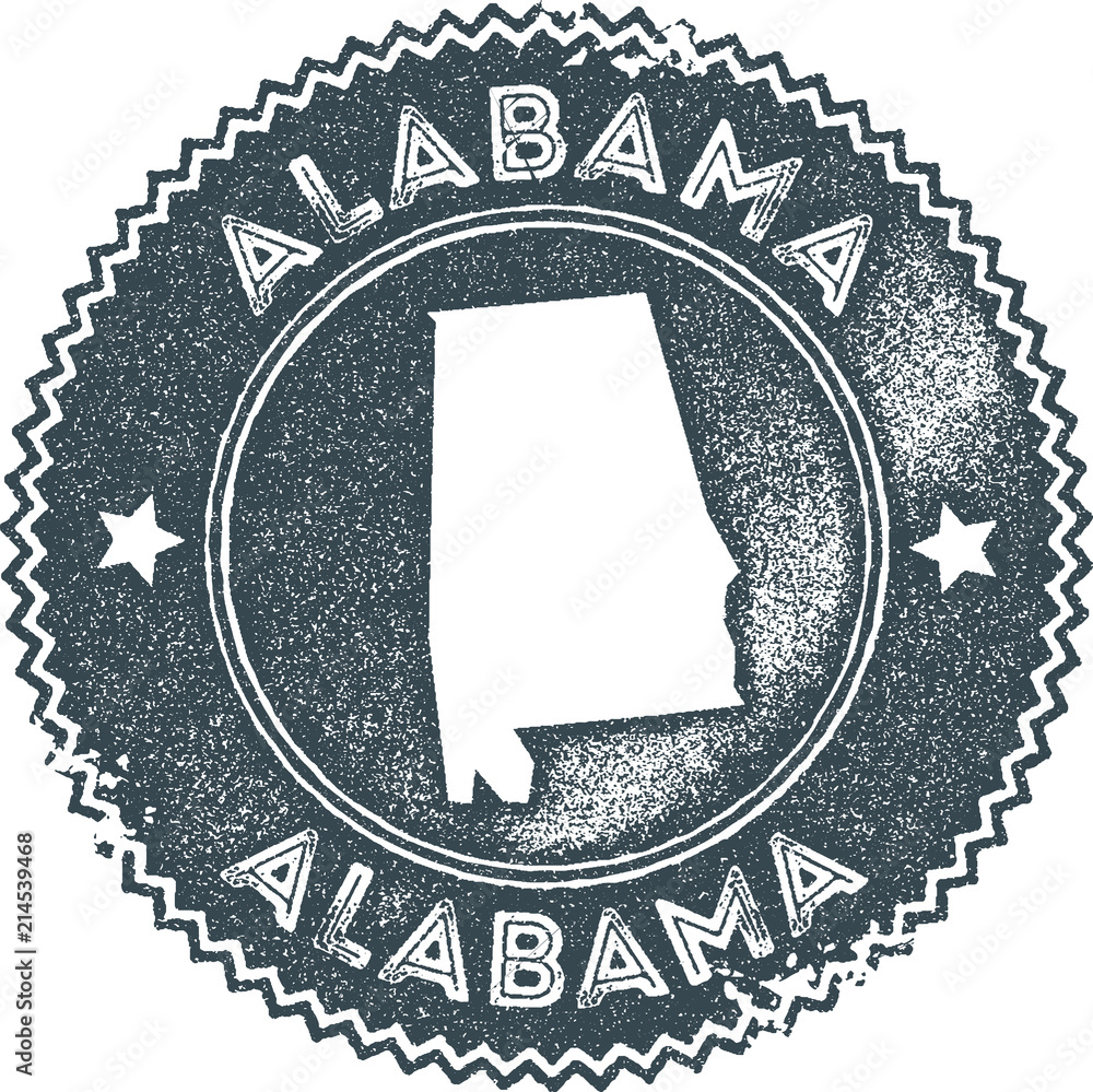 Alabama map vintage stamp. Retro style handmade label, badge or element ...