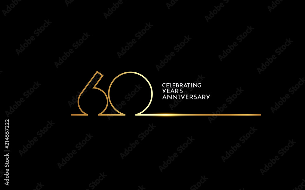 60 Years Anniversary logotype with golden colored font numbers made of ...