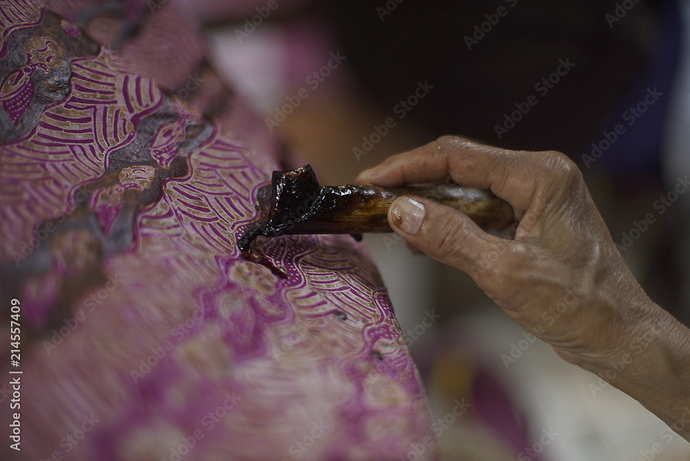 Drawing Batik, Closeup Hand Painting Batik on the Fabric is a ...