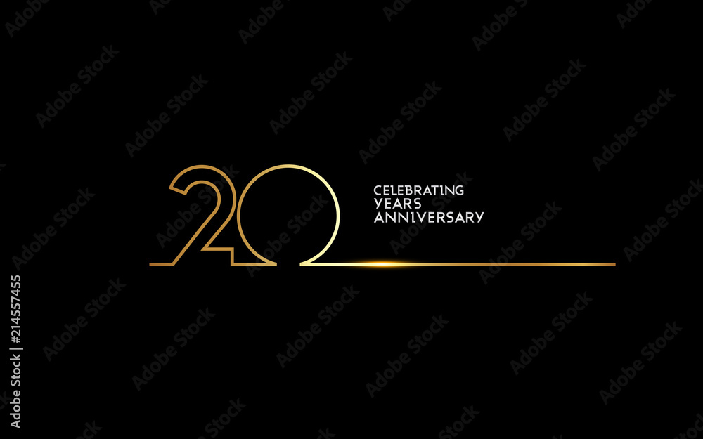20 Years Anniversary logotype with golden colored font numbers made of ...