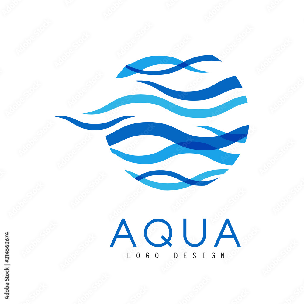 Aqua logo design, corporate identity template with blue water, ecology ...