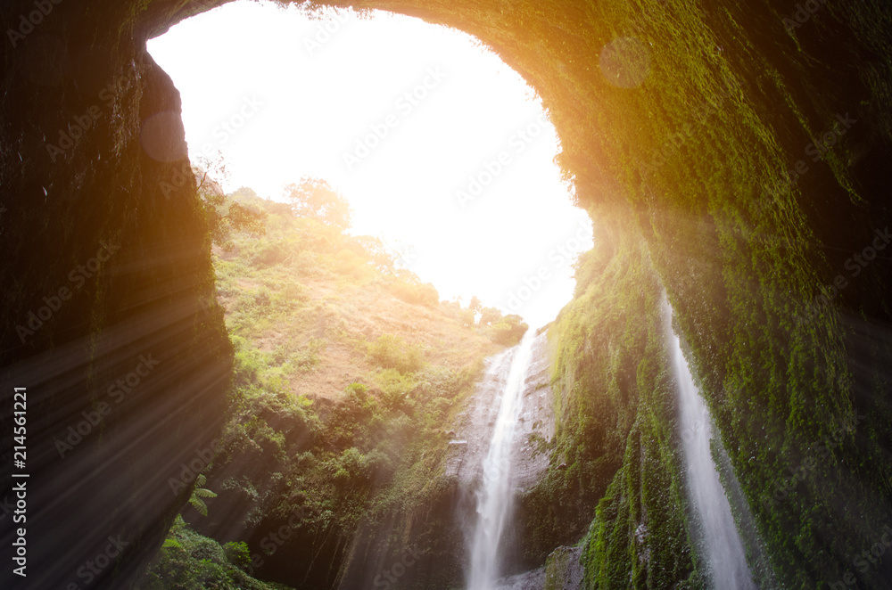 Madakaripura Waterfall with sunlight effect is the tallest waterfall in ...