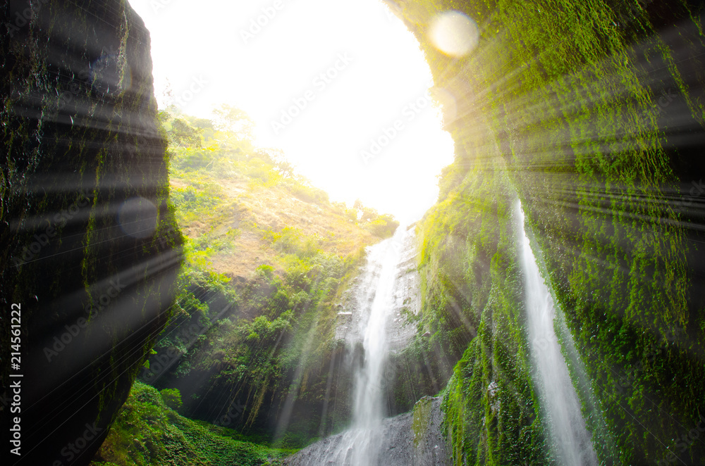 Madakaripura Waterfall with sunlight effect is the tallest waterfall in ...