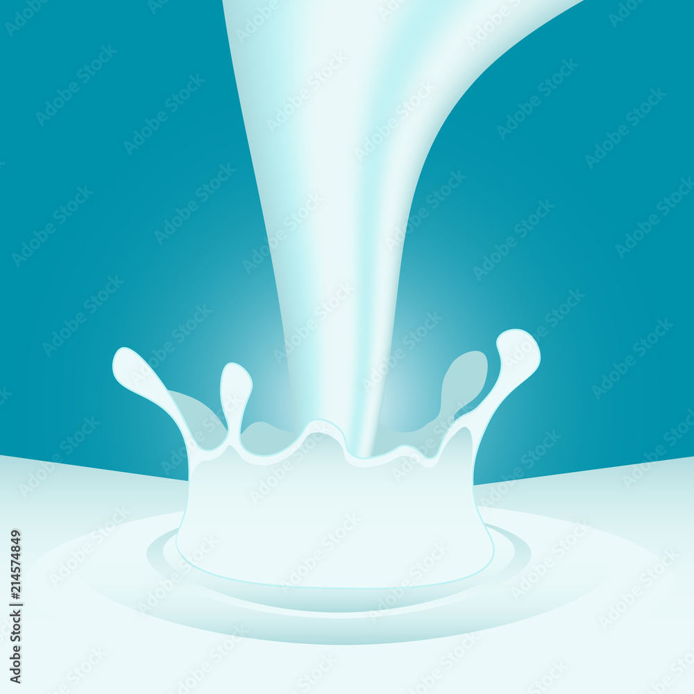 Vector realistic milk splashes with gradient background. Stock Vector ...