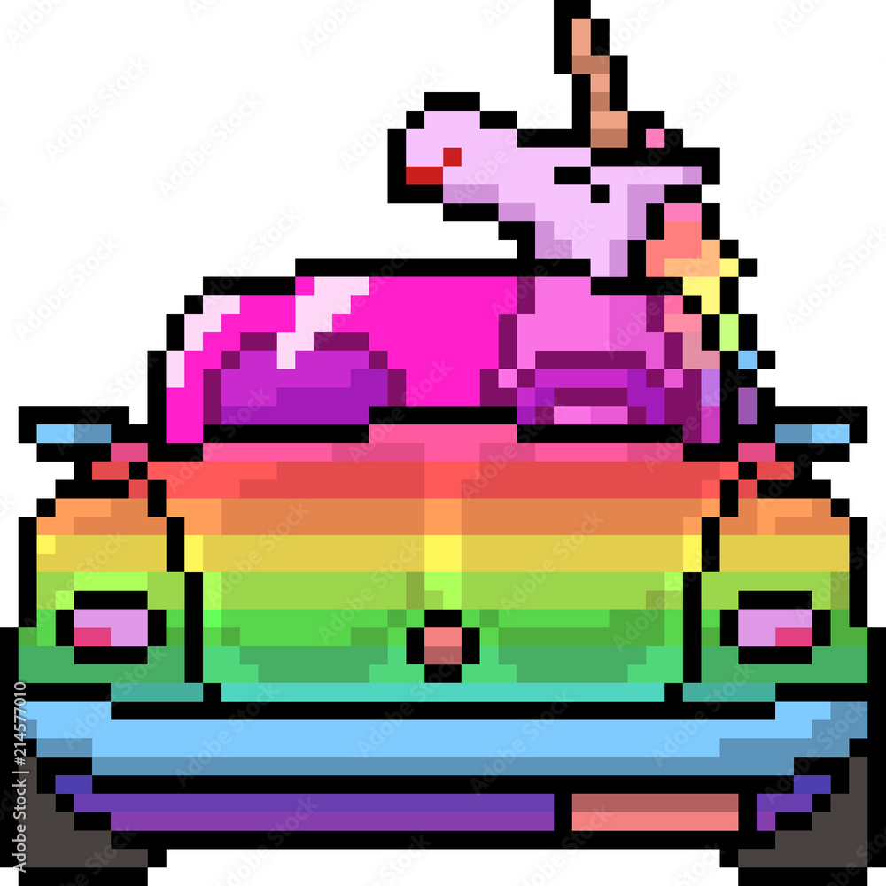 vector pixel art unicorn car Stock Vector | Adobe Stock