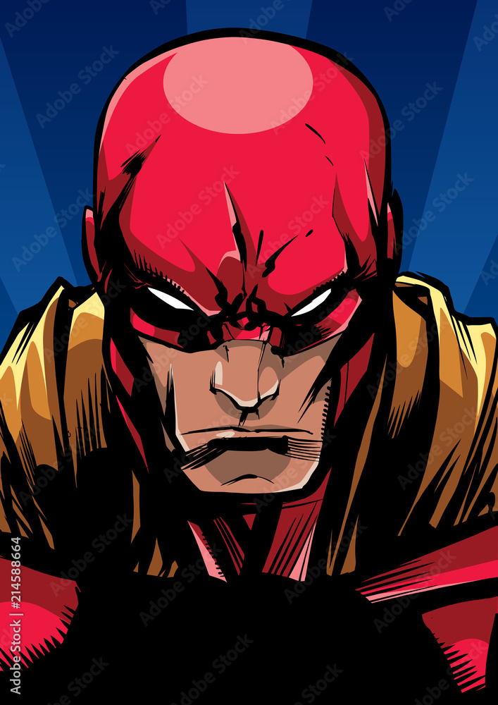 Comics style llustration of the portrait of a powerful superhero ...
