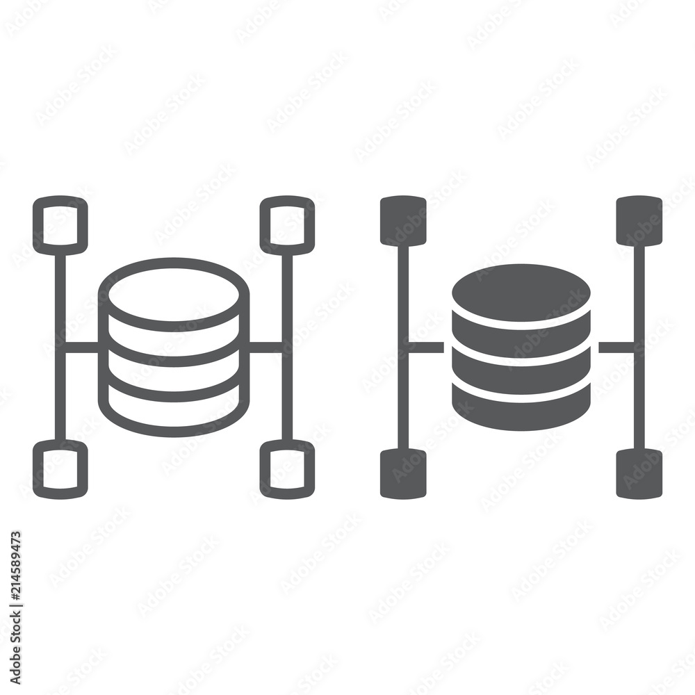 Data Warehouse Line And Glyph Icon Data And Analytics Database Sign Vector Graphics A Linear 9950