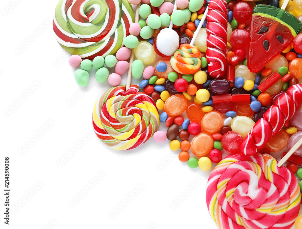 Colorful candies on white background Stock Photo | Adobe Stock