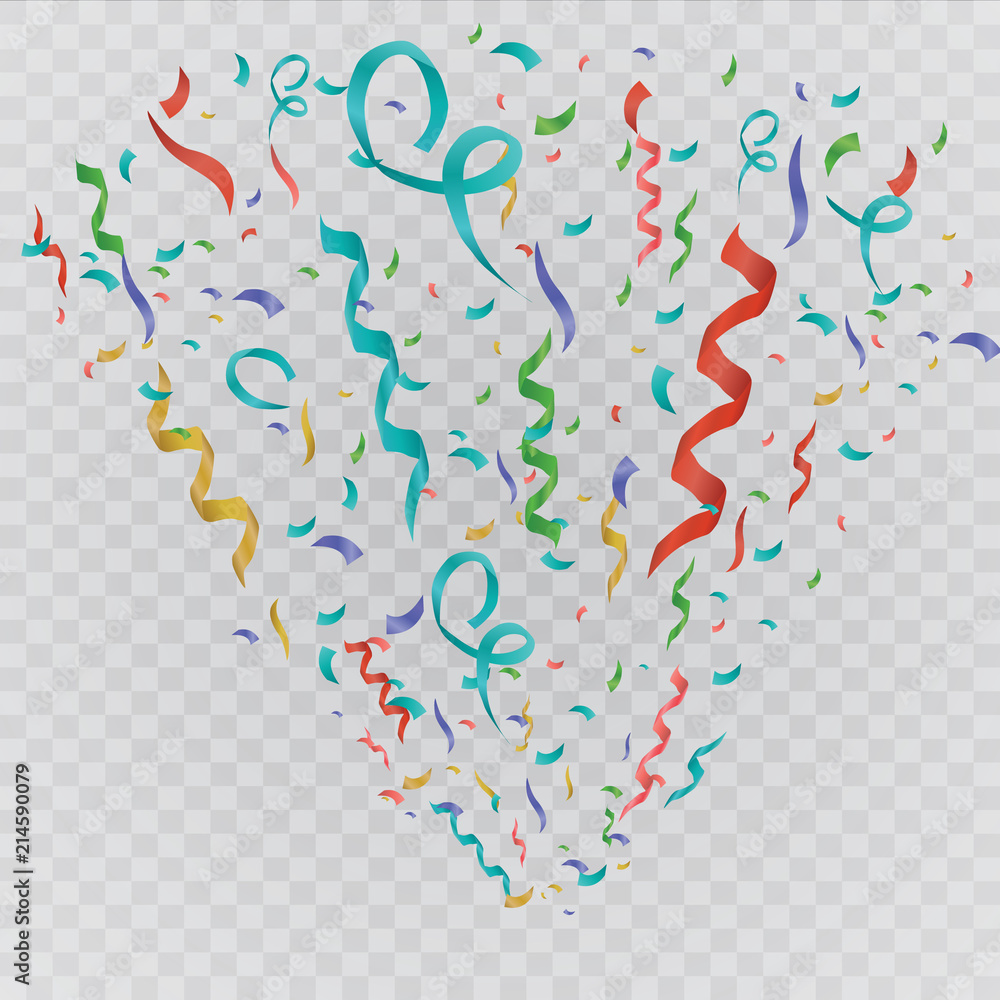 Colorful bright confetti isolated on transparent background. Festive vector illustration Stock ...