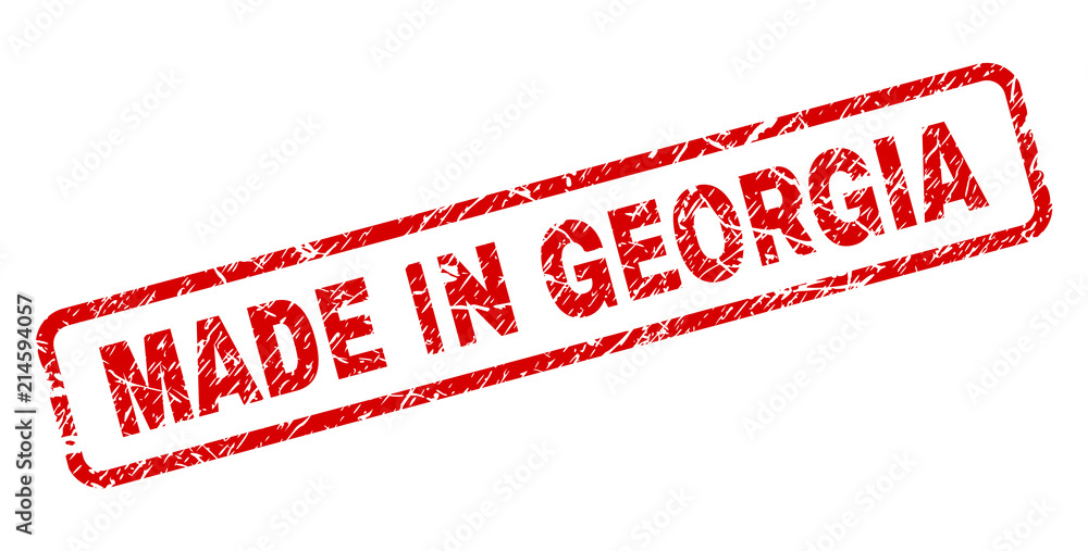 MADE IN GEORGIA stamp seal watermark with scratced style. Red vector ...