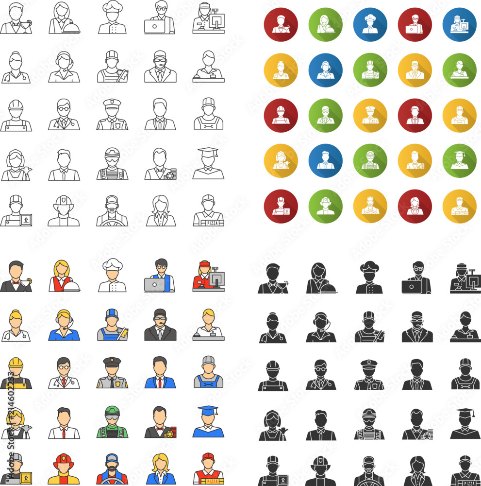Professions icons set Stock Vector | Adobe Stock