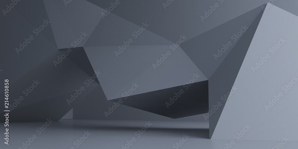 Abstract of concrete polygon space with light cast the shadow on the ...