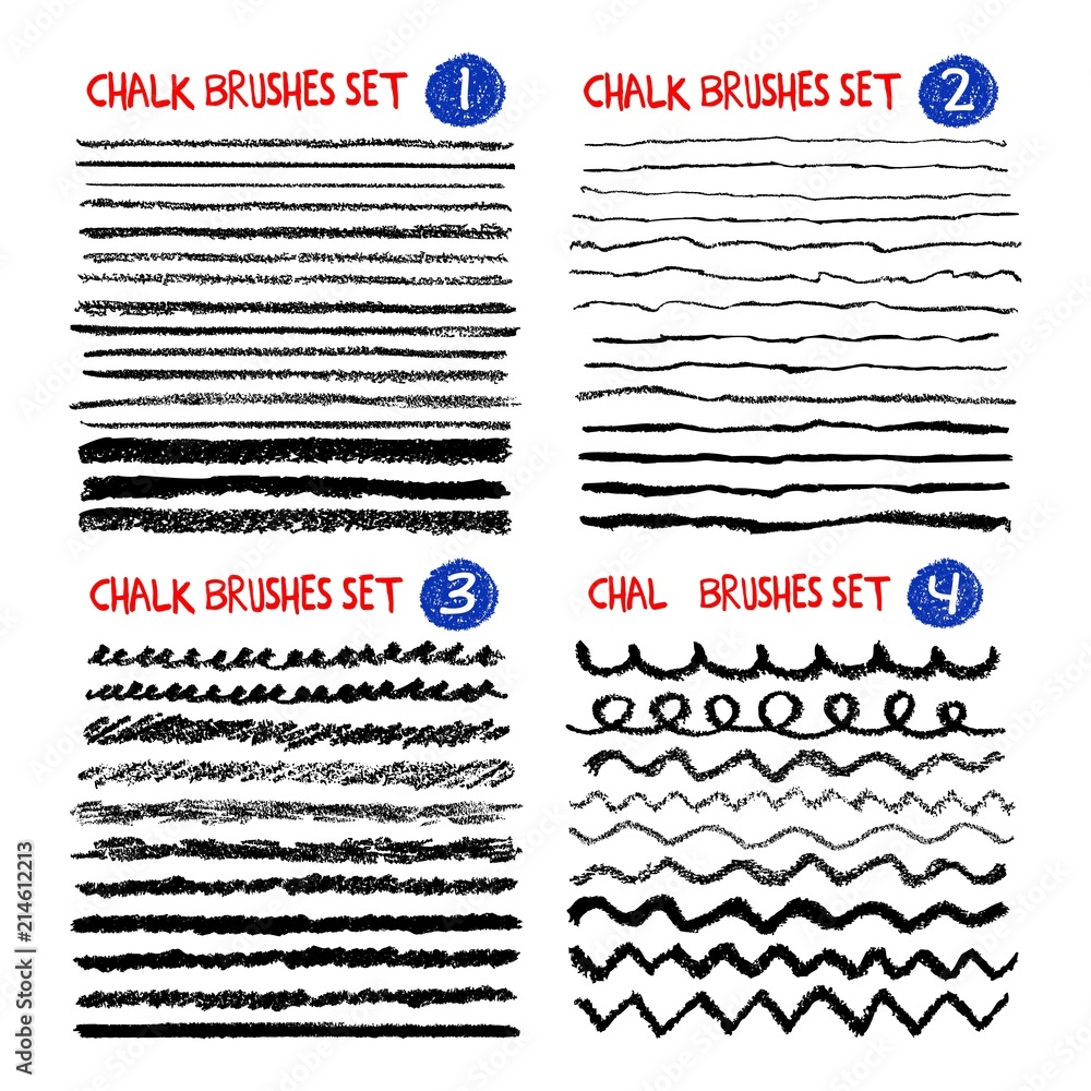 Set of hand painted pastel crayon brushes Stock Vector | Adobe Stock