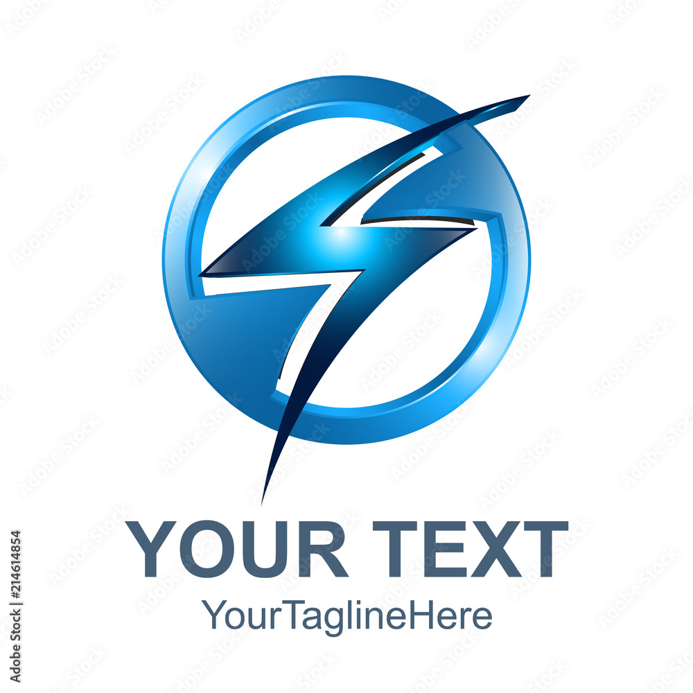 3d circle electric danger light power voltage flash thunder icon Logo ...