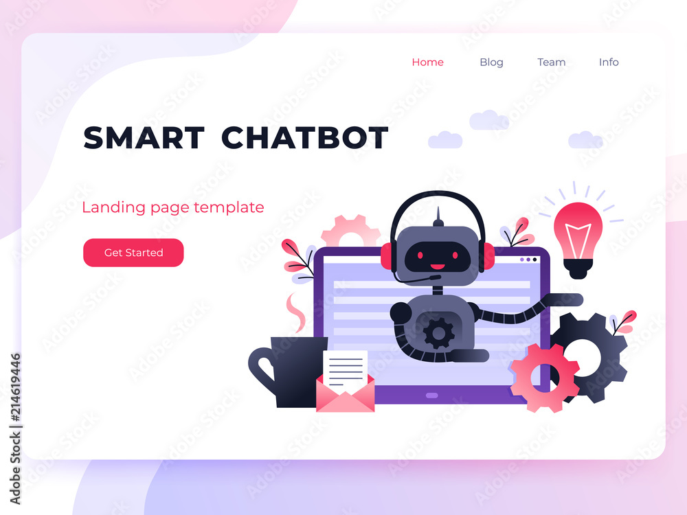 Chatbot business concept. Modern landing page template. Chatbot ...