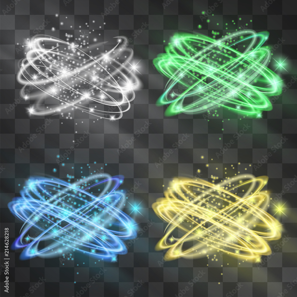 Vector glowing scribble hazy effect. Dim halo swirling storm spheres of ...