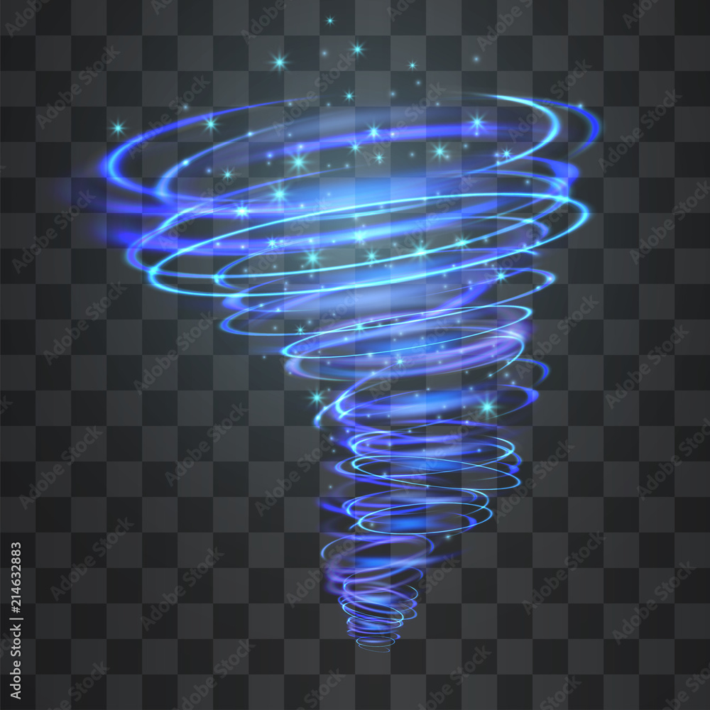 Winter hurricane light effect. Vector glowing tornado, swirling storm ...