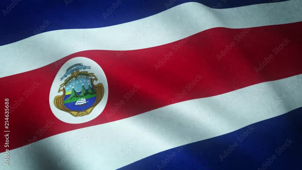 Realistic flag of Costa Rica waving with highly detailed fabric texture ...