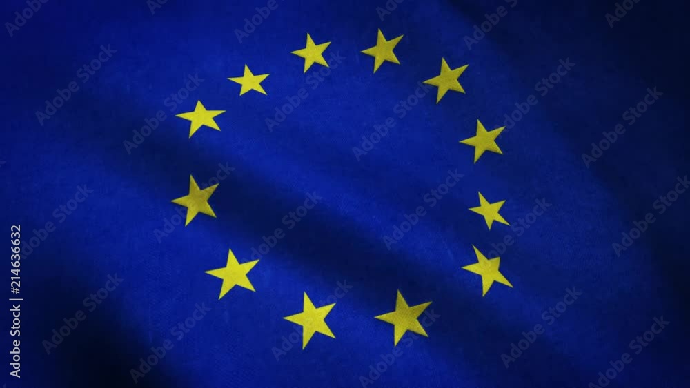 Realistic flag of Europe waving with highly detailed fabric texture ...