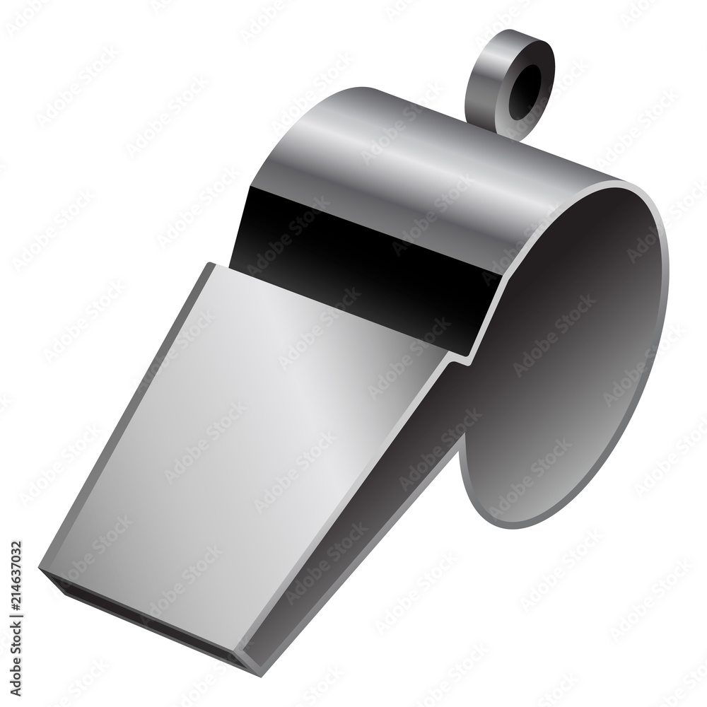 Metal whistle mockup. Realistic illustration of metal whistle vector ...
