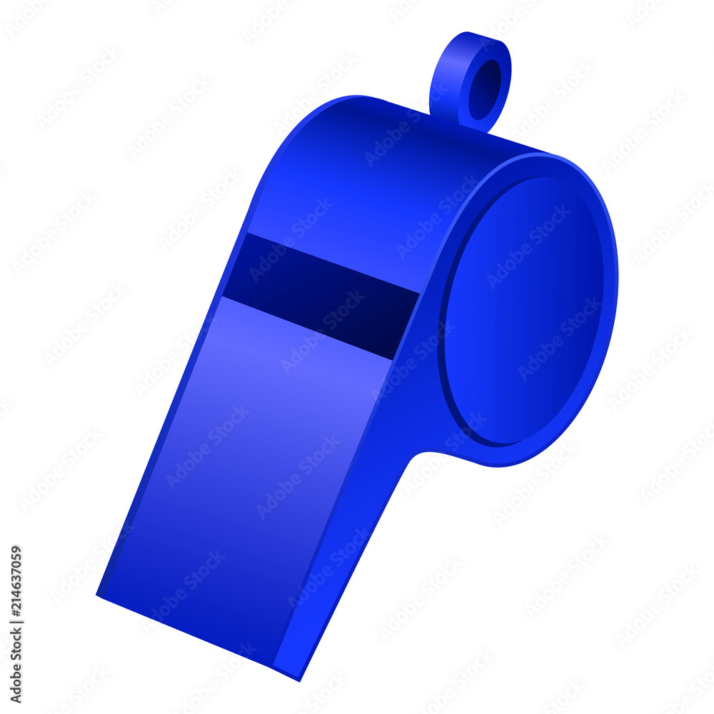 Blue whistle mockup. Realistic illustration of blue whistle vector ...