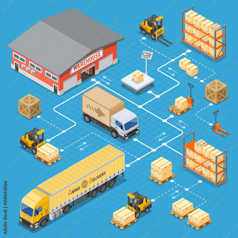 Warehouse Storage and Delivery Isometric Infographics Stock Vector ...