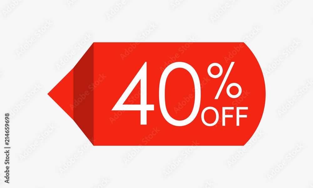 40 percent off. Sale and discount price tag, icon or sticker. Vector ...