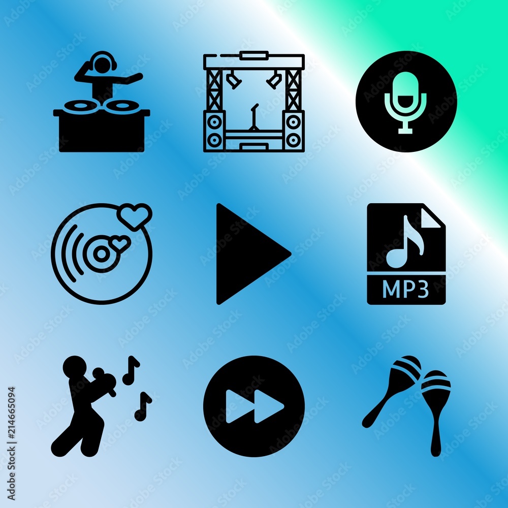 Vector icon set about music player with 9 icons related to directional ...