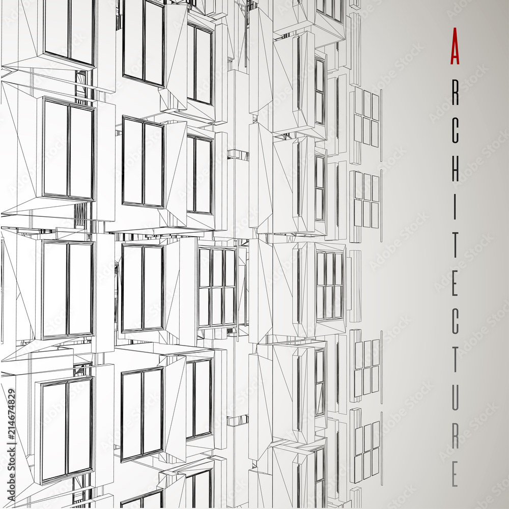 Modern architecture wireframe. Concept of urban wireframe. Wireframe ...