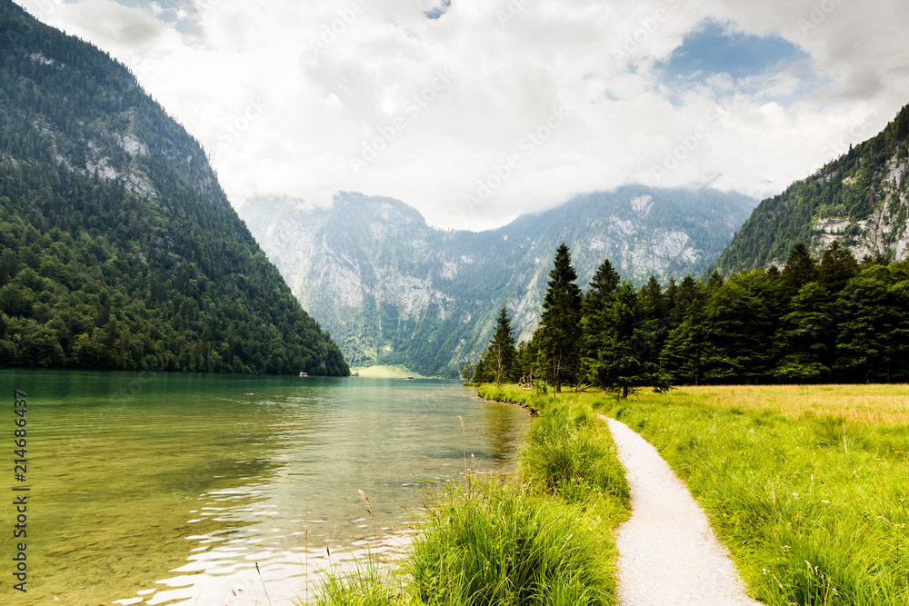 Konigssee lake, known as Germany's deepest and cleanest lake, southeast ...