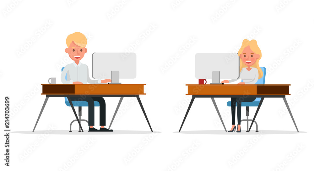 Set Of Businessman And Businesswoman Character Vector Design No64