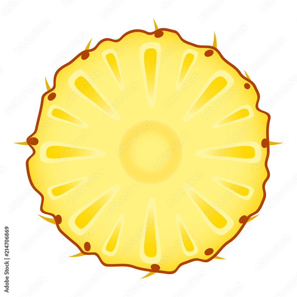 Vector illustration of pineapple ring isolated on white background ...