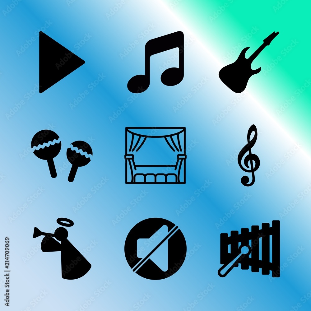 Vector icon set about music player with 9 icons related to network ...