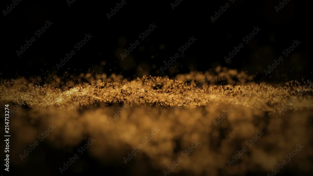Background gold movement. Universe gold dust with stars on black ...