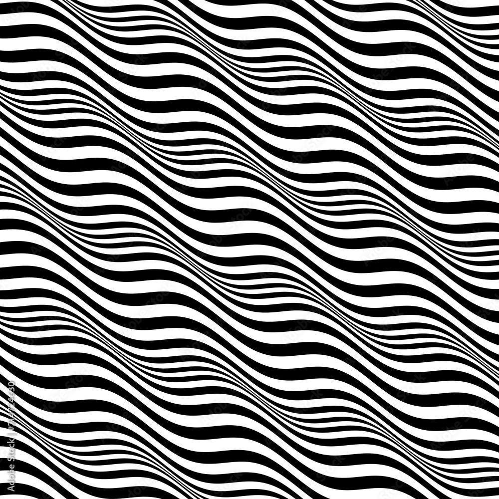 3d Wavy Background Dynamic Effect Black And White Design Pattern