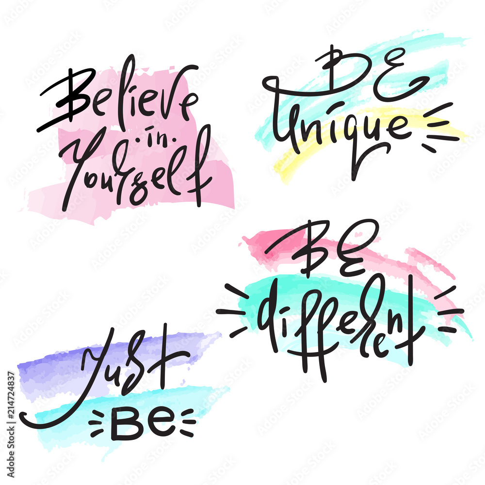 Set of simple inspire and motivational quotes. Hand drawn beautiful ...