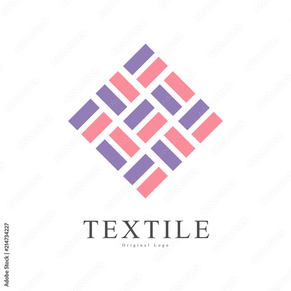 Textile original logo, creative sign for company identity, craft store ...