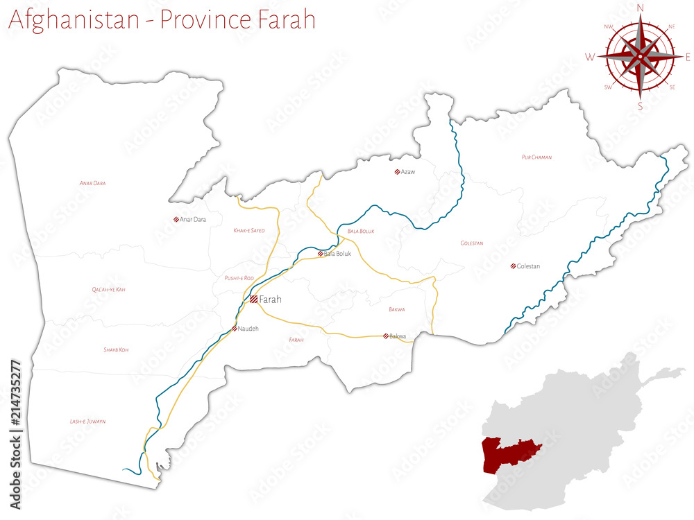 Poster Large and detailed map of the afghan province of Farah. – Wall ...
