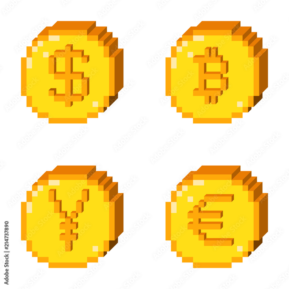 pixel 3D icons set Stock Vector | Adobe Stock