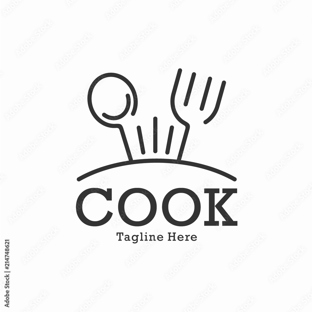 Spoon and Fork Logo Design For Restaurant Logo Stock Vector | Adobe Stock