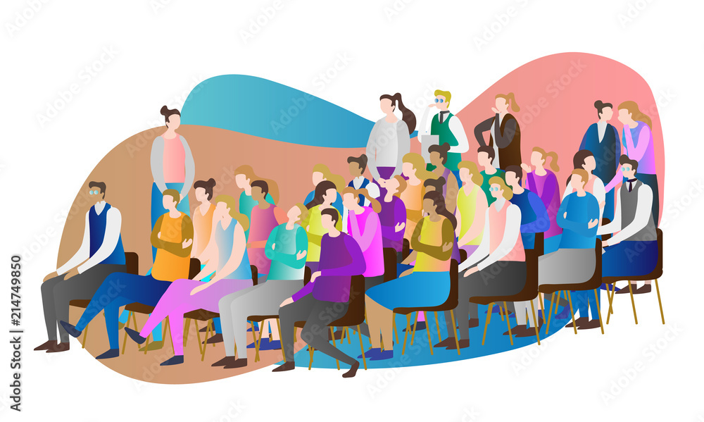 Crowd audience vector illustration. Group of people, person and ...