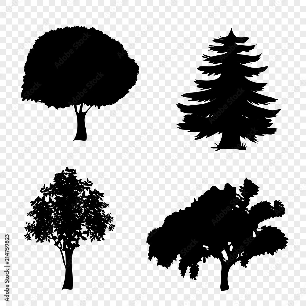 Vector set of trees icons isolated on transparent background. Stock ...
