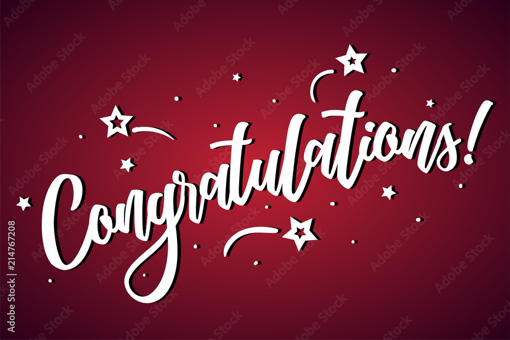 Congratulations lettering card, banner. Beautiful greeting scratched ...