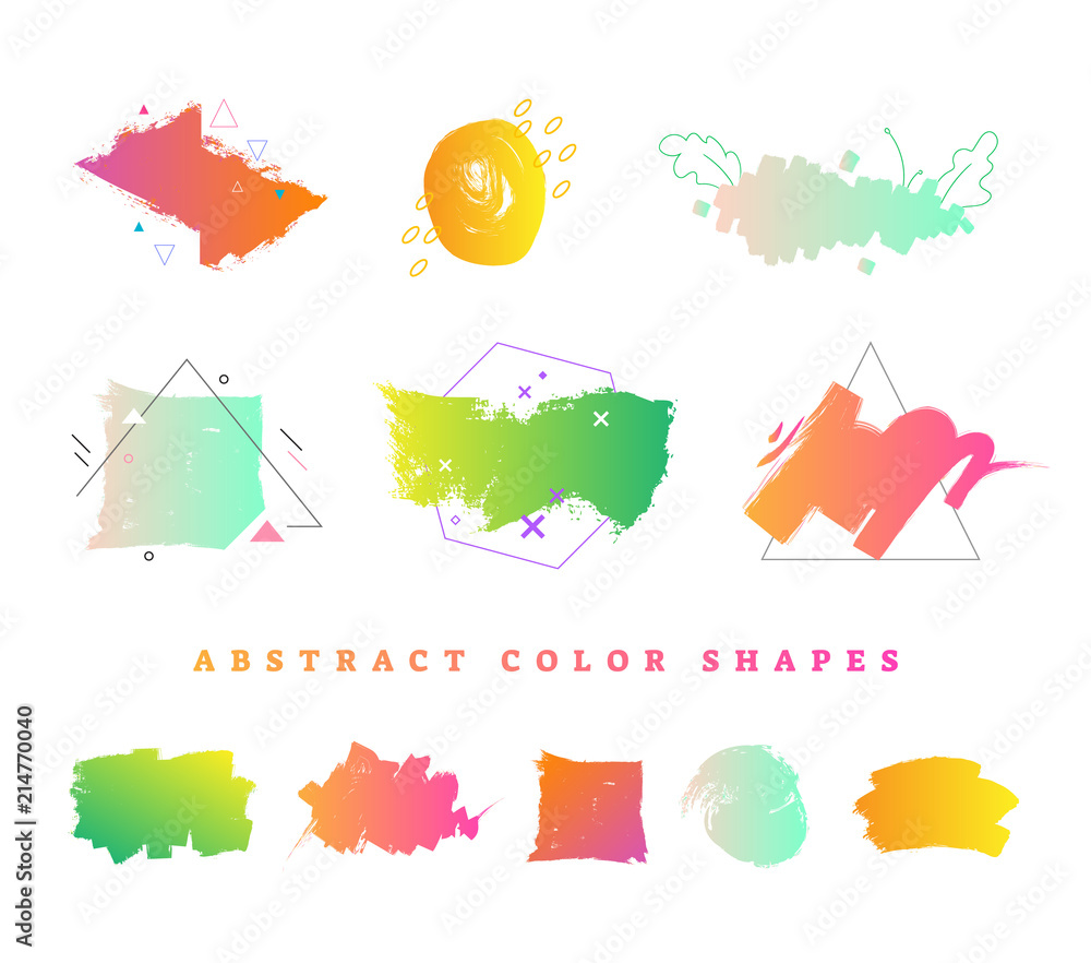 Abstract colorful gradient brush shapes vector collection, modern ...