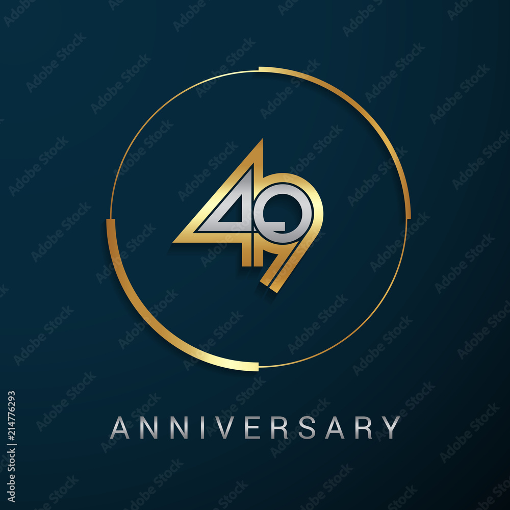 49 Years Anniversary Logotype with Gold and Silver Multi Linear Number ...