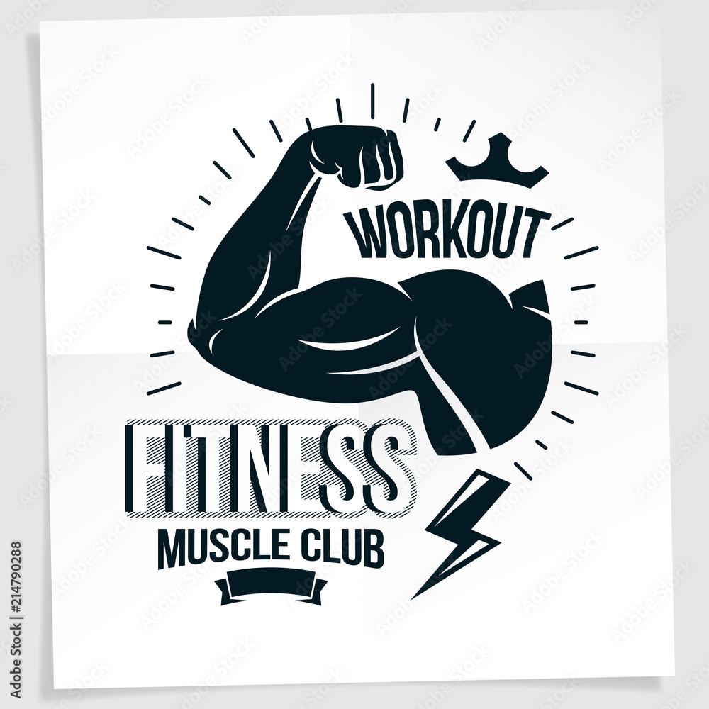 Gym advertising poster. Vector composition created using athletic ...