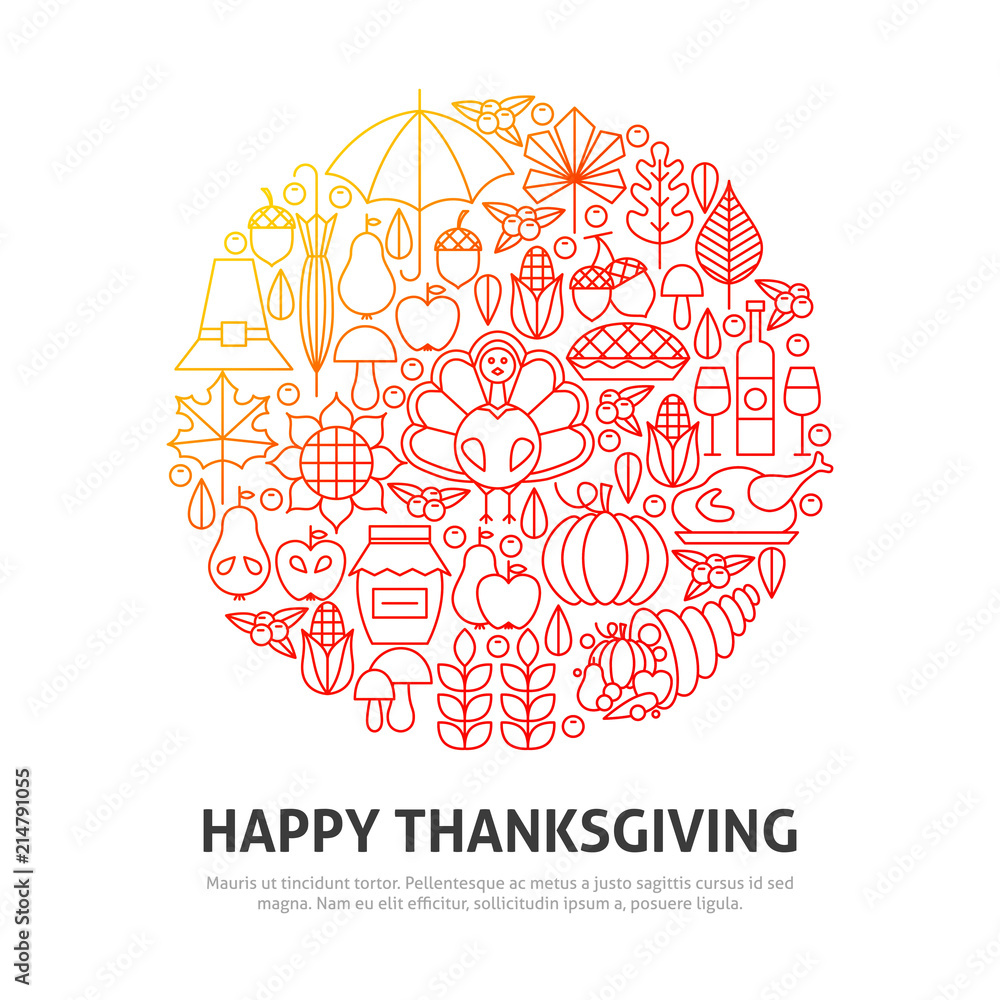 Happy Thanksgiving Circle Concept Stock Vector | Adobe Stock