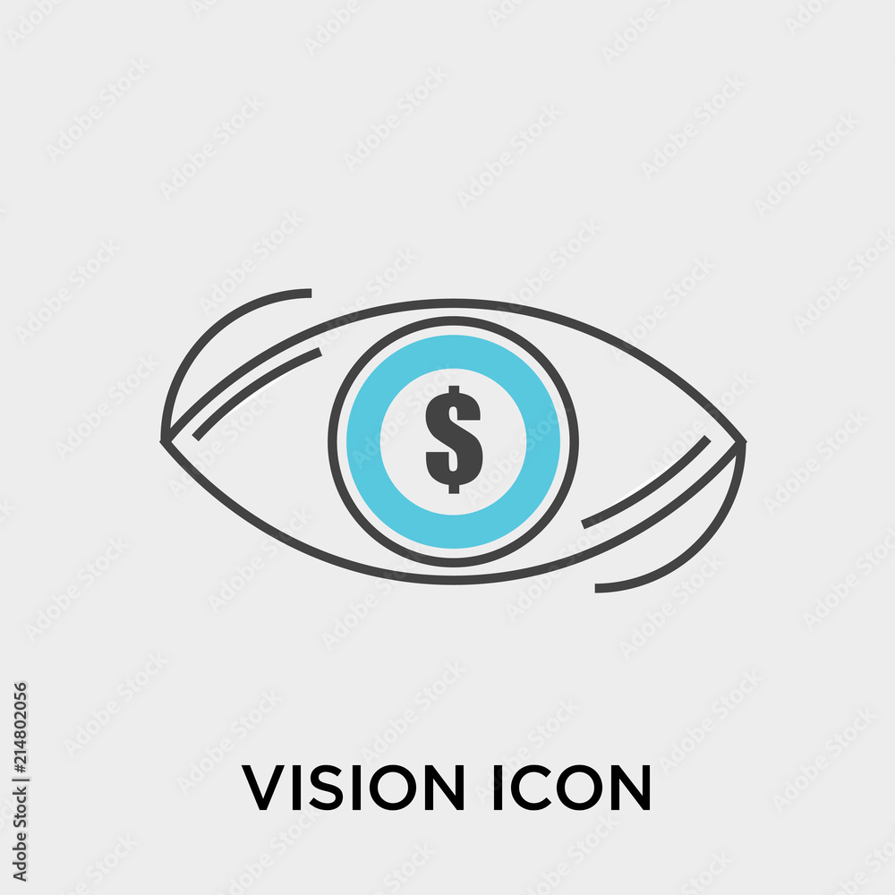 Vision icon vector sign and symbol isolated on white background, Vision ...