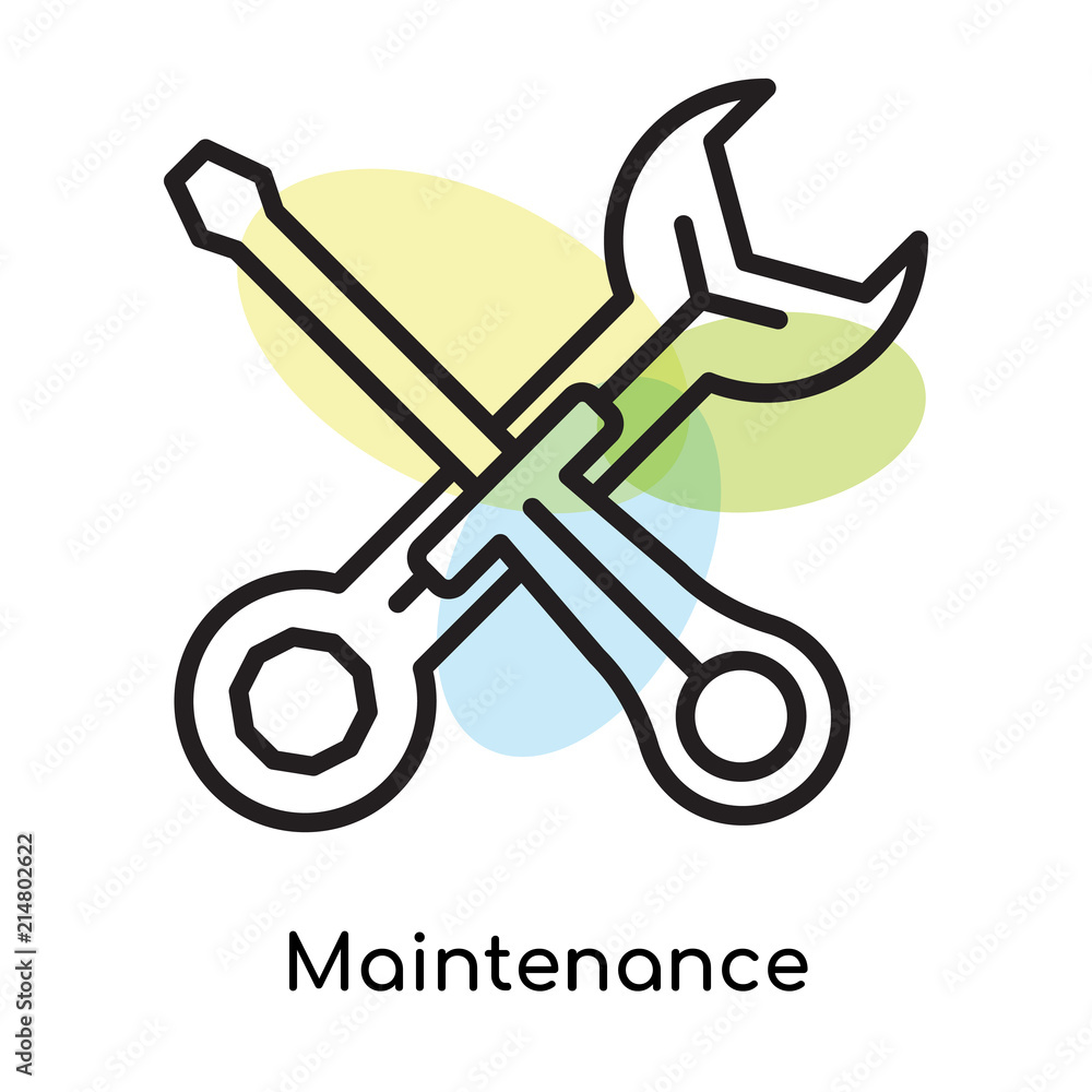 Maintenance icon vector sign and symbol isolated on white background ...