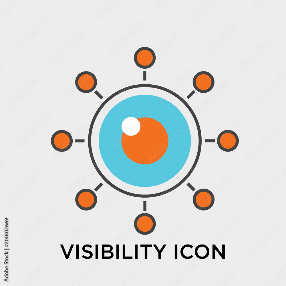 Visibility icon vector sign and symbol isolated on white background ...